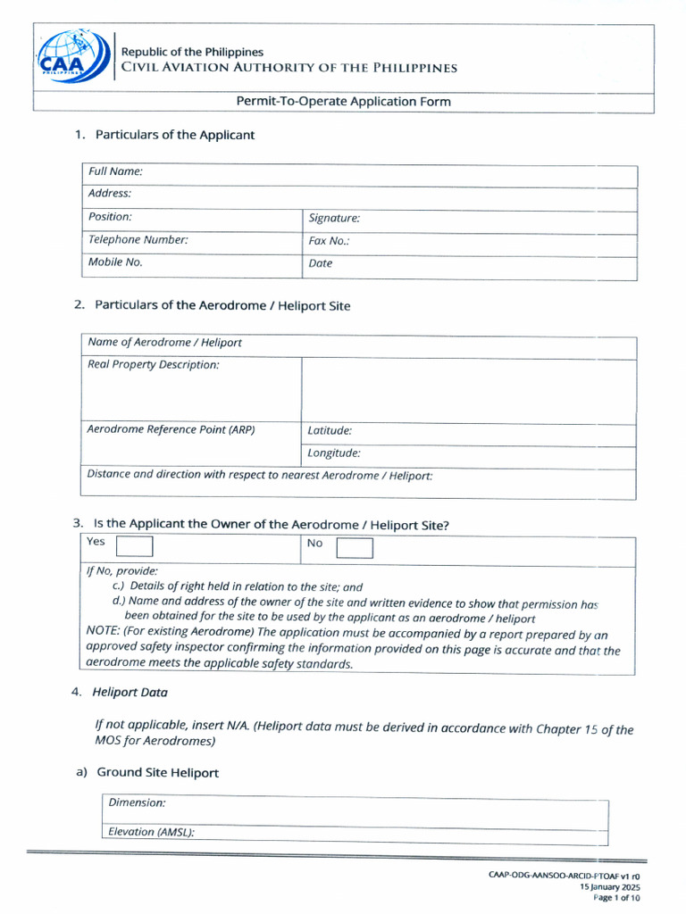 Permit To Operate Application Form | PDF