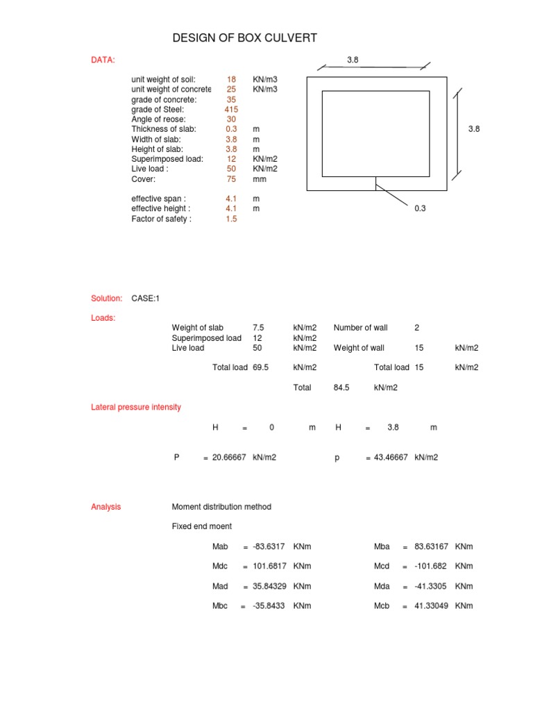 Box Culvert Using Is Code | PDF | Building Engineering | Structural ...