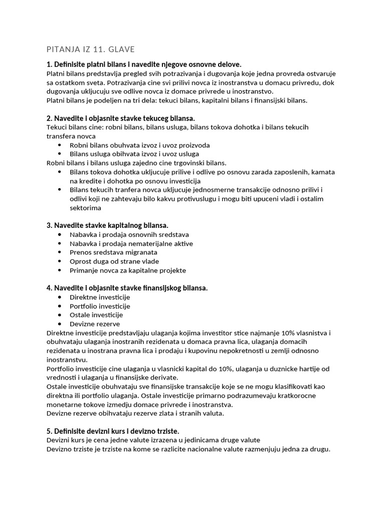 Pitanja Iz 11 Glave - Osnovi Ekonomije | PDF