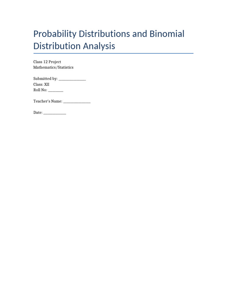 Class 12 Probability Distributions Project | PDF | Probability ...