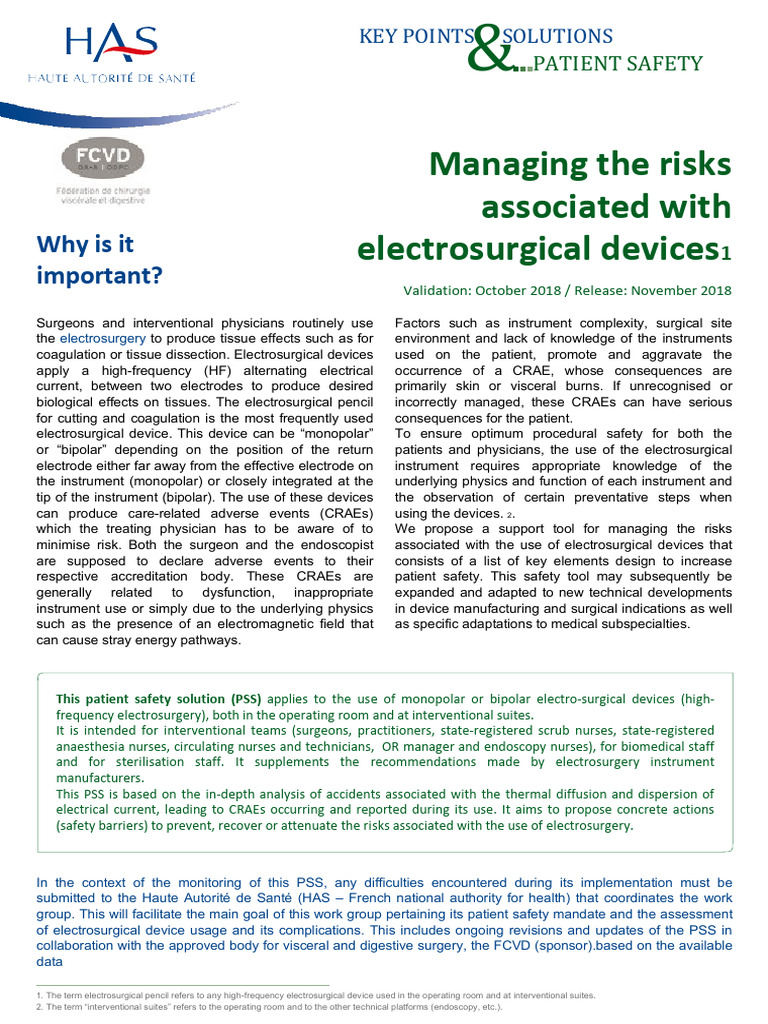 Electrosurgical Device Safety Solutions | PDF | Artificial Cardiac ...