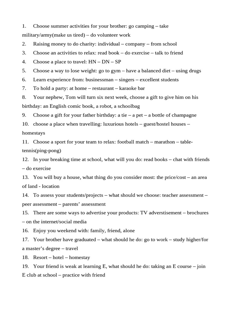 Speaking Part 2 - Homework | PDF