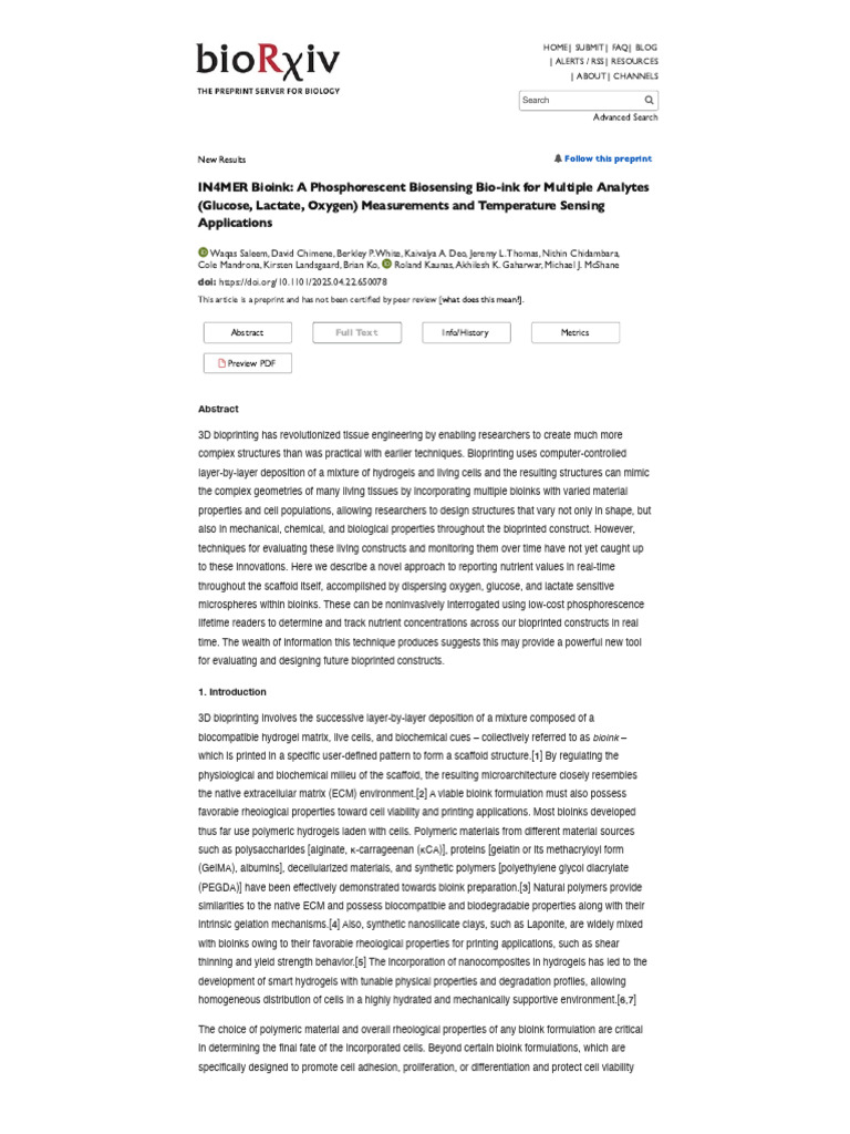 IN4MER Bioink: A Phosphorescent Biosensing Bio-Ink For Multiple ...