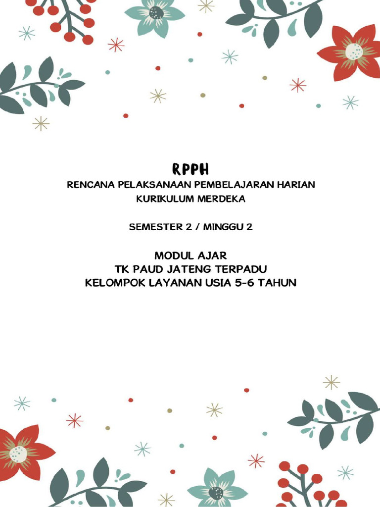 Modul Ajar RPPH TK B 5 6 Tahun Kurmer Smt2 Minggu 02 FREE | PDF