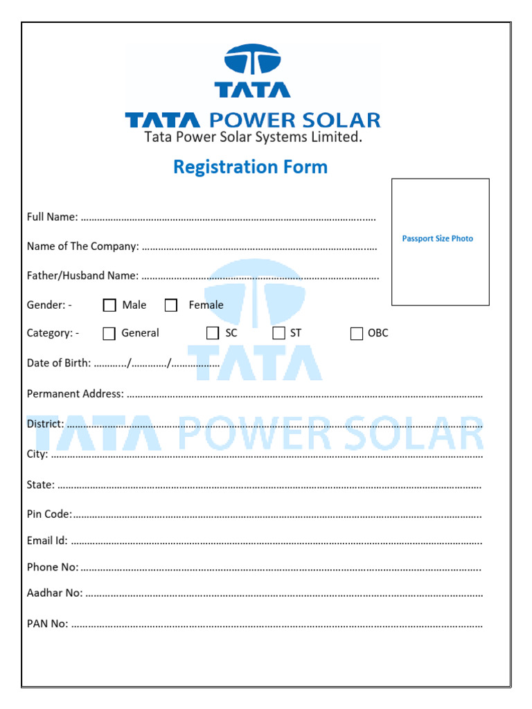 Tata Power Solar Franchise Application | PDF