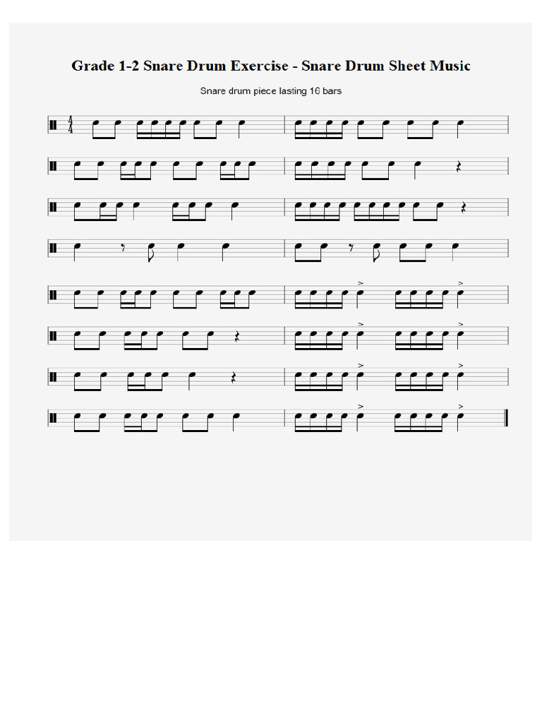 Grade 1-2 Snare Drum Exercises | PDF