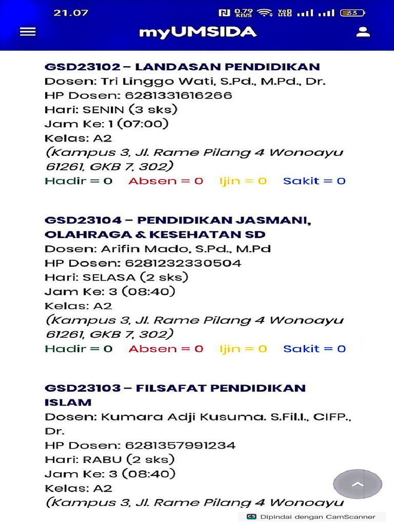 Jadwal Matkul A2 | PDF