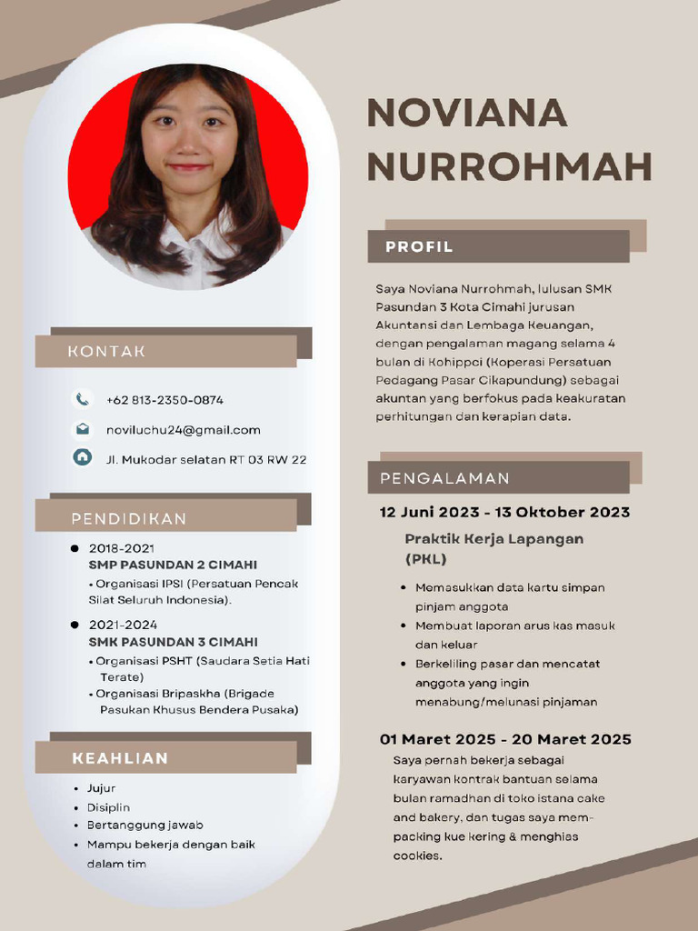 CV Noviana Nurrohmah - Foto Full Body | PDF