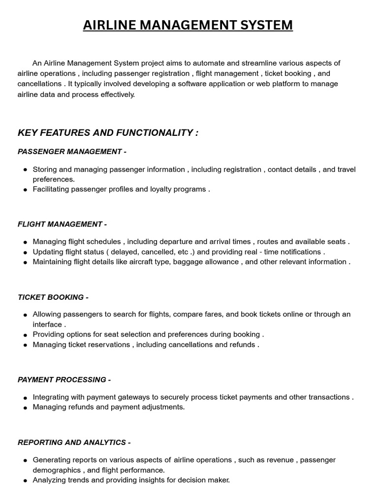 Airline Management | PDF