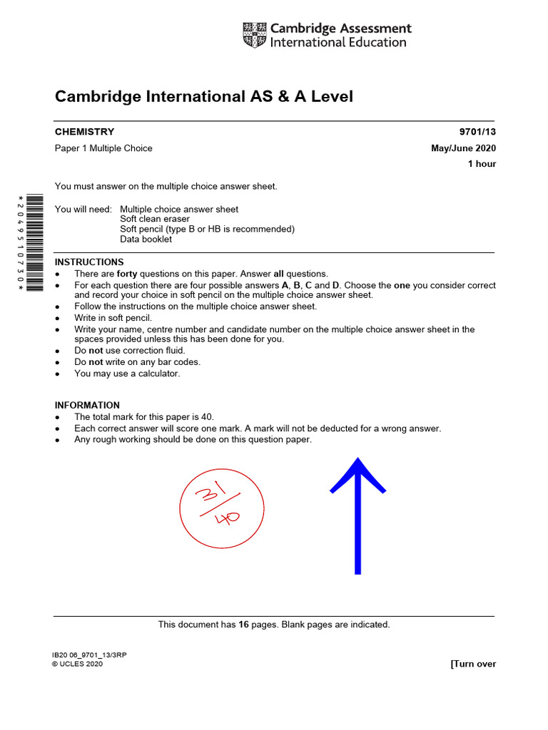 9701_s20_qp_13 (3) | PDF | Chemical Reactions | Cyanide