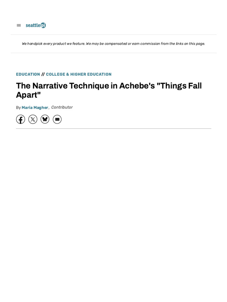 The Narrative Technique in Achebe's - Things Fall Apart | PDF