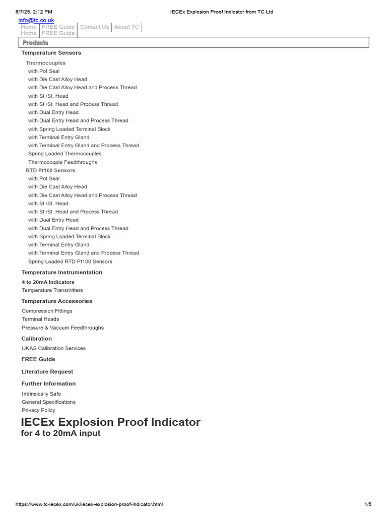 IECEx Explosion Proof Indicator From TC LTD | PDF | Thermocouple | Pipe ...