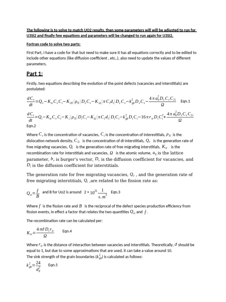Fortran code to solve UO2 (4) or something | PDF | Diffusion | Dislocation