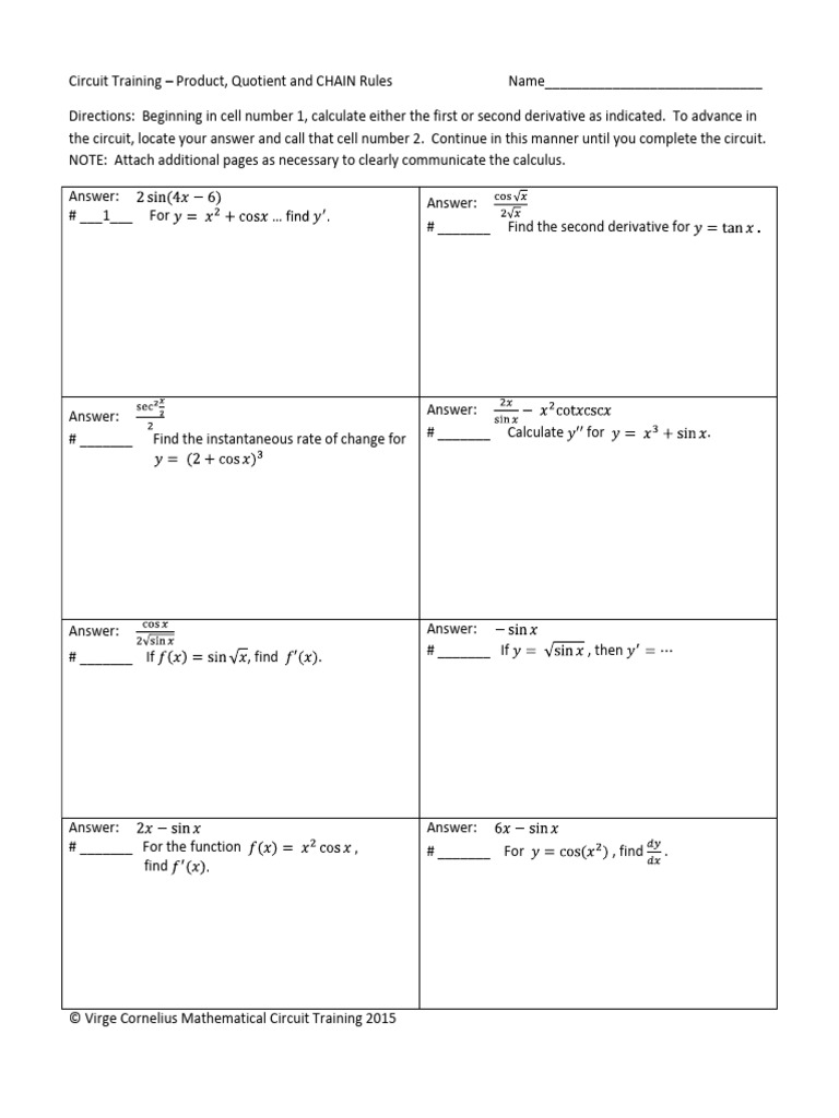 Circuit Training: Derivatives & Rules | PDF