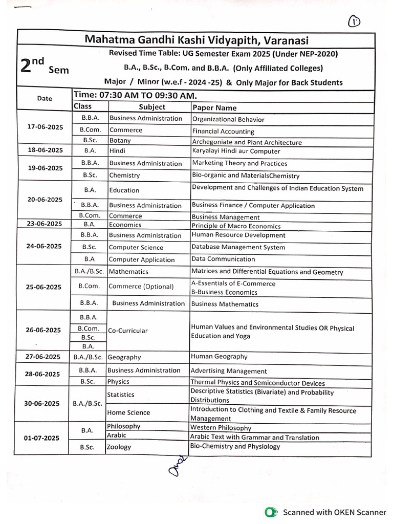 TimeTable 921707018 | PDF