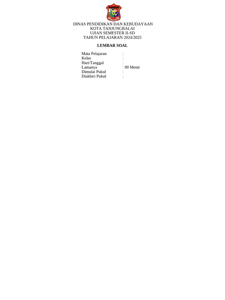 Kop Soal Ujian 2024.2025 | PDF