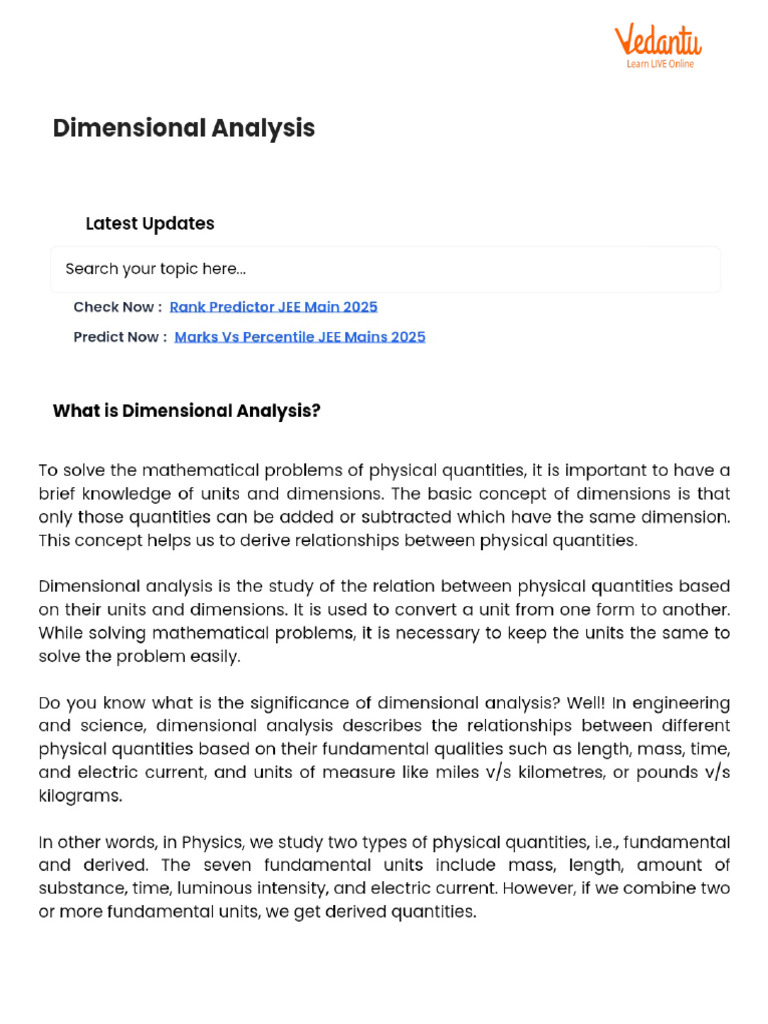 Dimensional Analysis | PDF