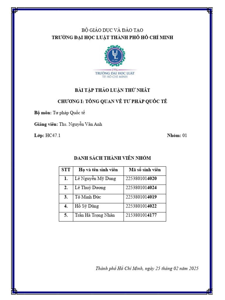 TPQT BUỔI THẢO LUẬN THỨ NHẤT NHÓM 1 HC47.1 | PDF