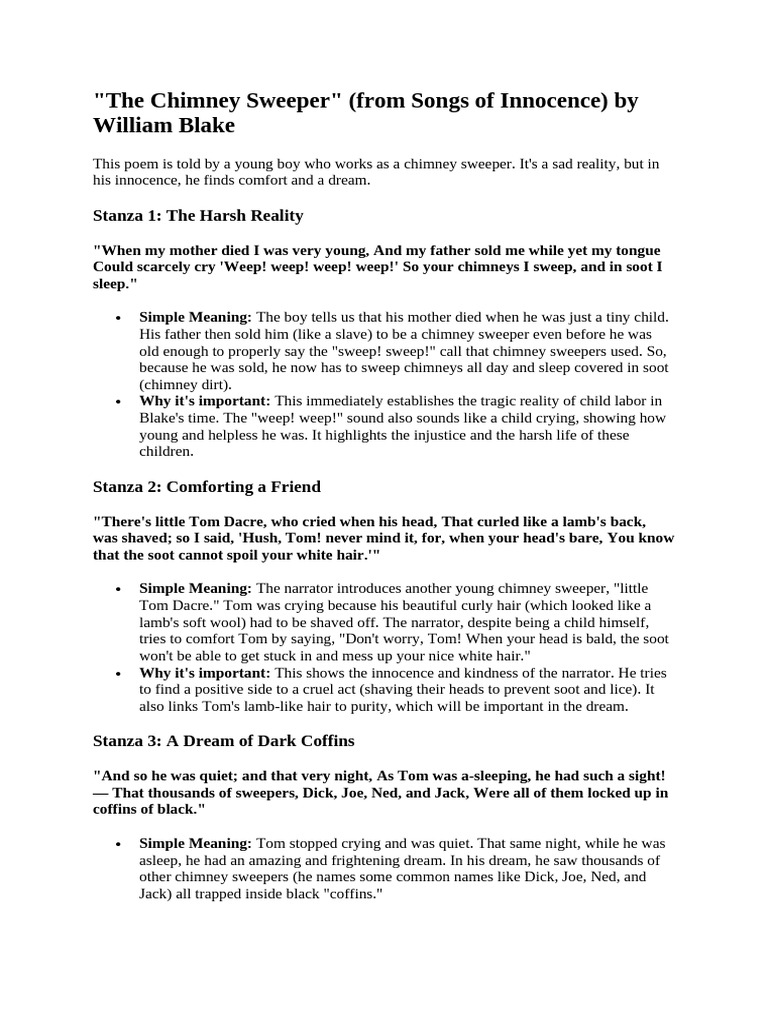 Chimney Sweeper Explaination | PDF | Angel