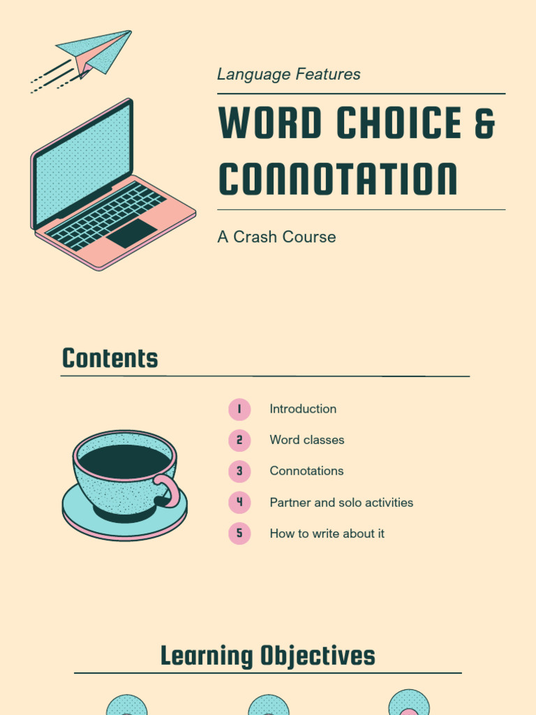 English Word Choice and Connotations Presentation in Yellow Simple ...