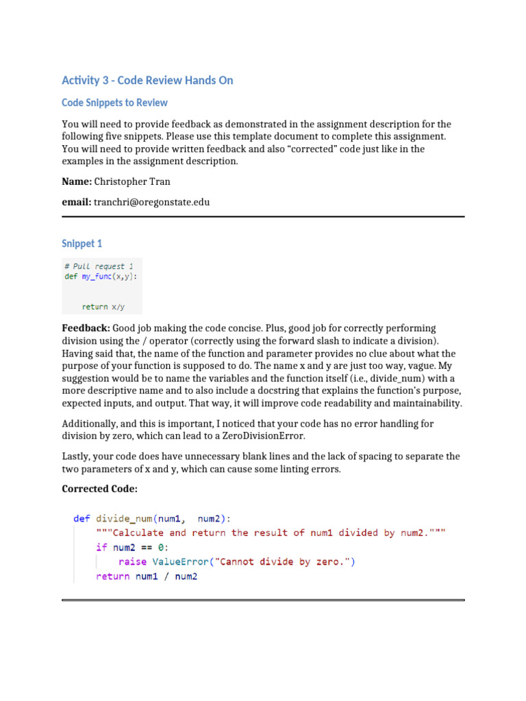 Code Review Template | PDF | Control Flow | Parameter (Computer ...