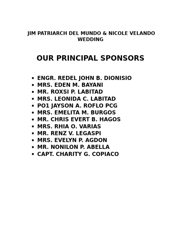 Principal Sponsors | PDF