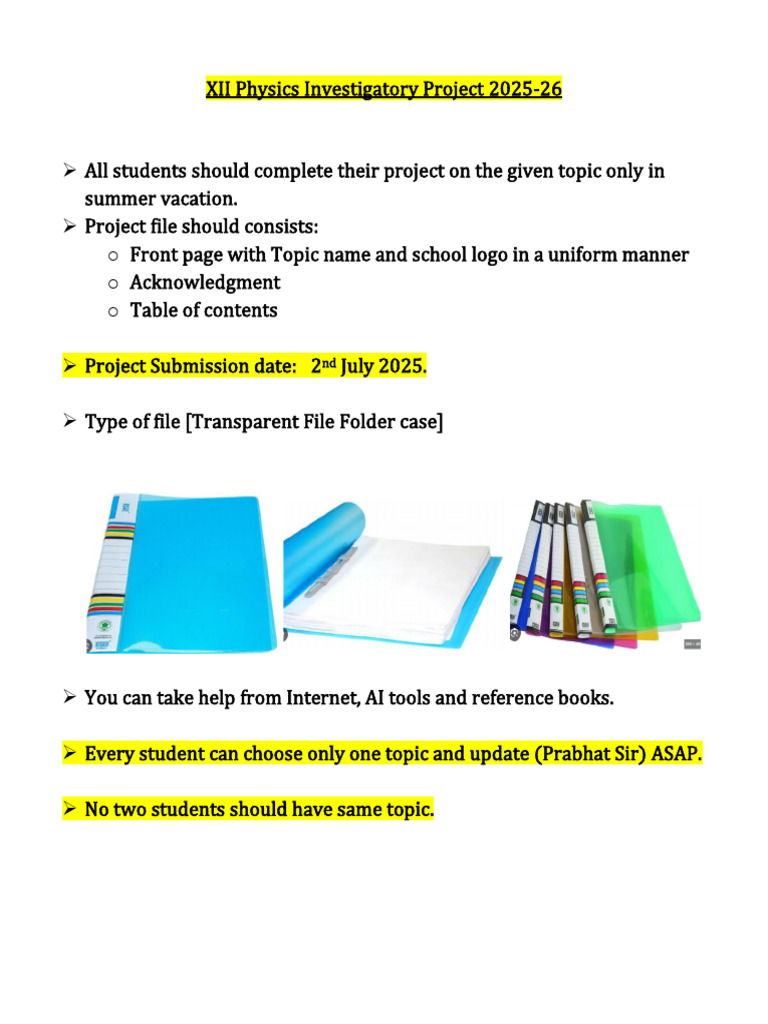 XII Physics Investigatory Project 2025-26 (Homework) | PDF | Light | Diffraction