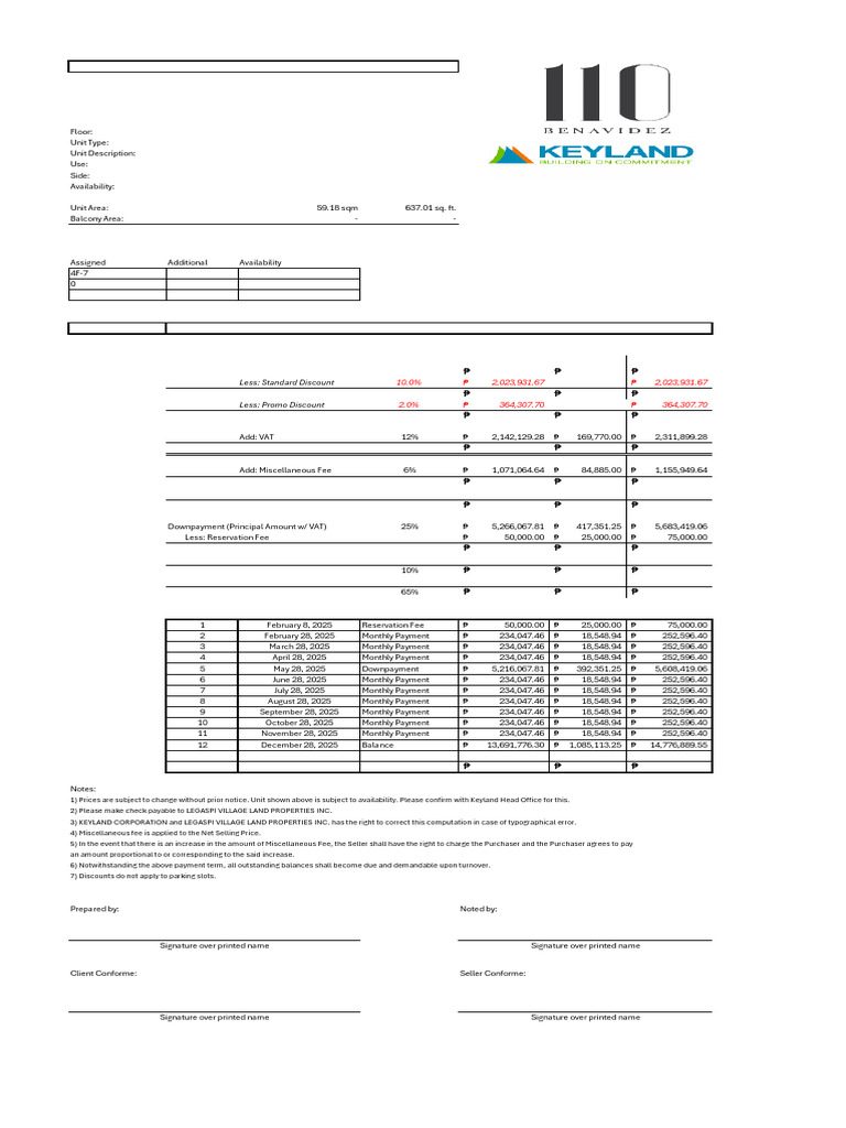 110 B - 1Br - 59sqm - 2310B - 25dp - NY2025 - Custom | PDF | Fee | Down ...