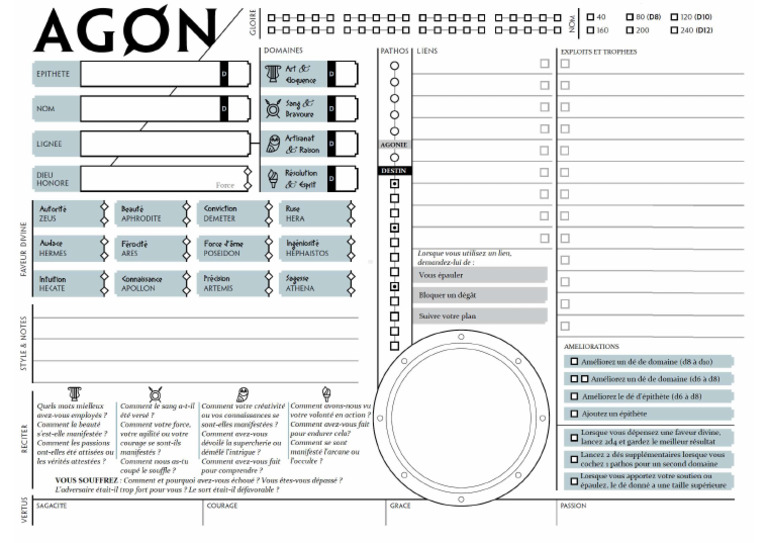 Agon 2E - Feuille de Perso | PDF