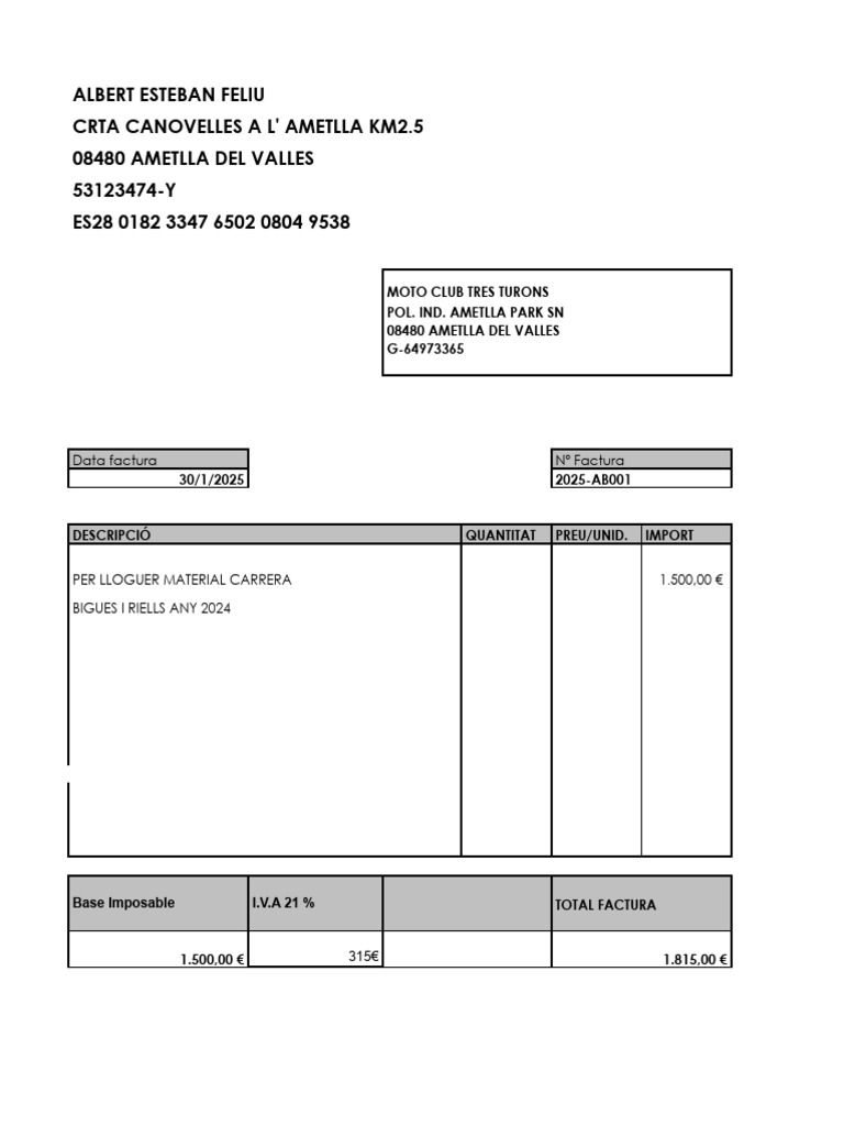 Model Factura Albert - XLSX - Hoja1 | PDF