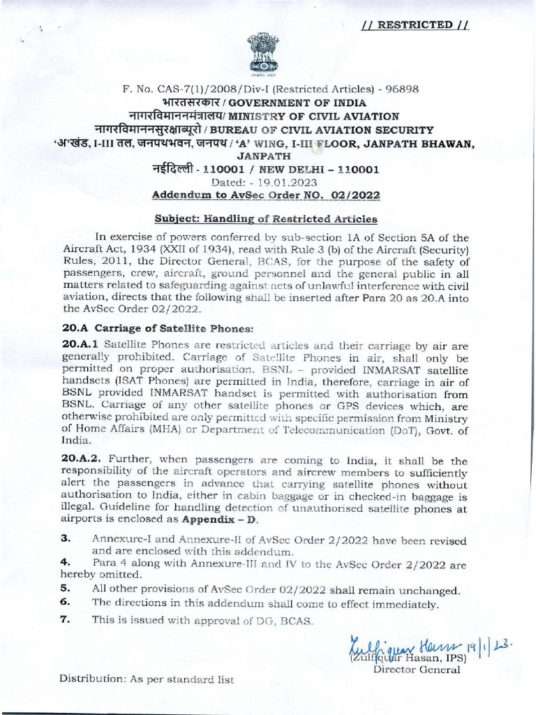 Avsec Order 2-2022 | PDF