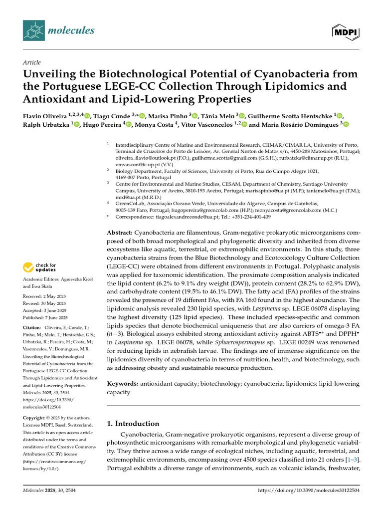 Cyanobacteria | PDF | Cyanobacteria | Omega 3 Fatty Acid