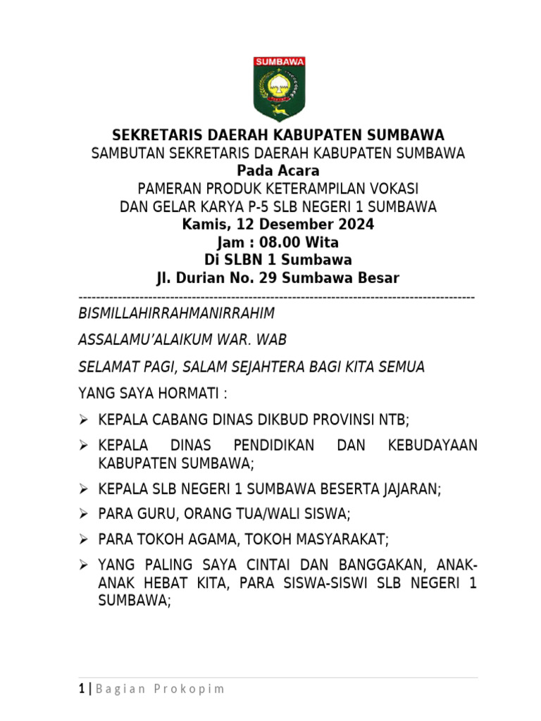 Gelar Karya p5 SLBN 1 Sumbawa | PDF