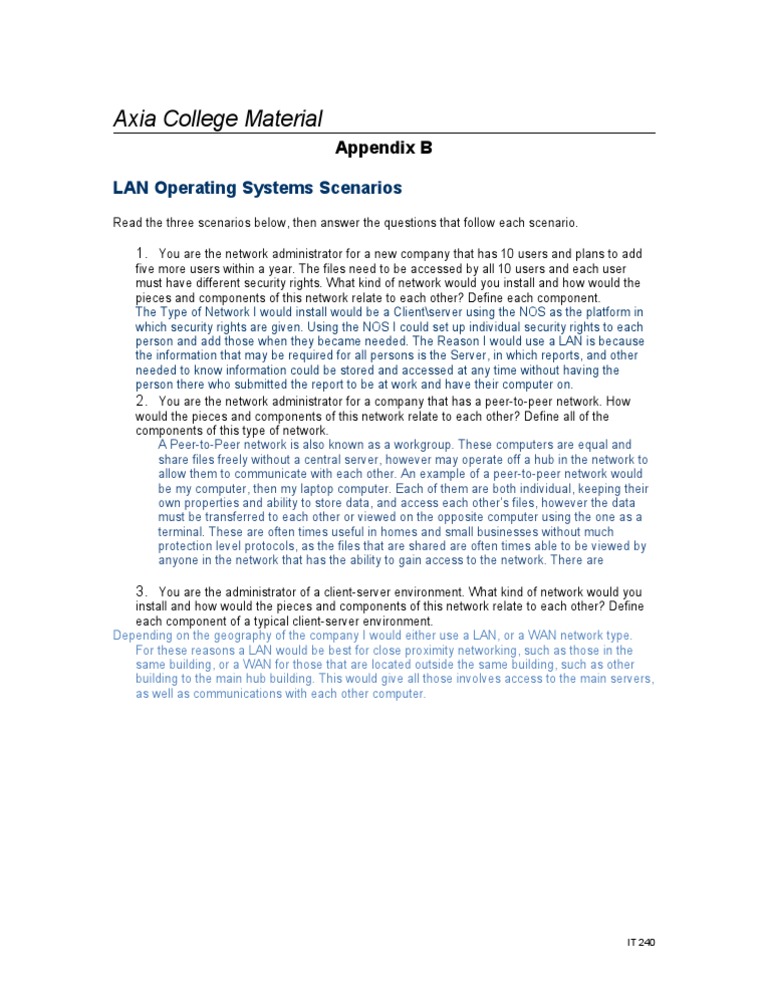 IT240 Appendix B | PDF | Client–Server Model | Computer Network