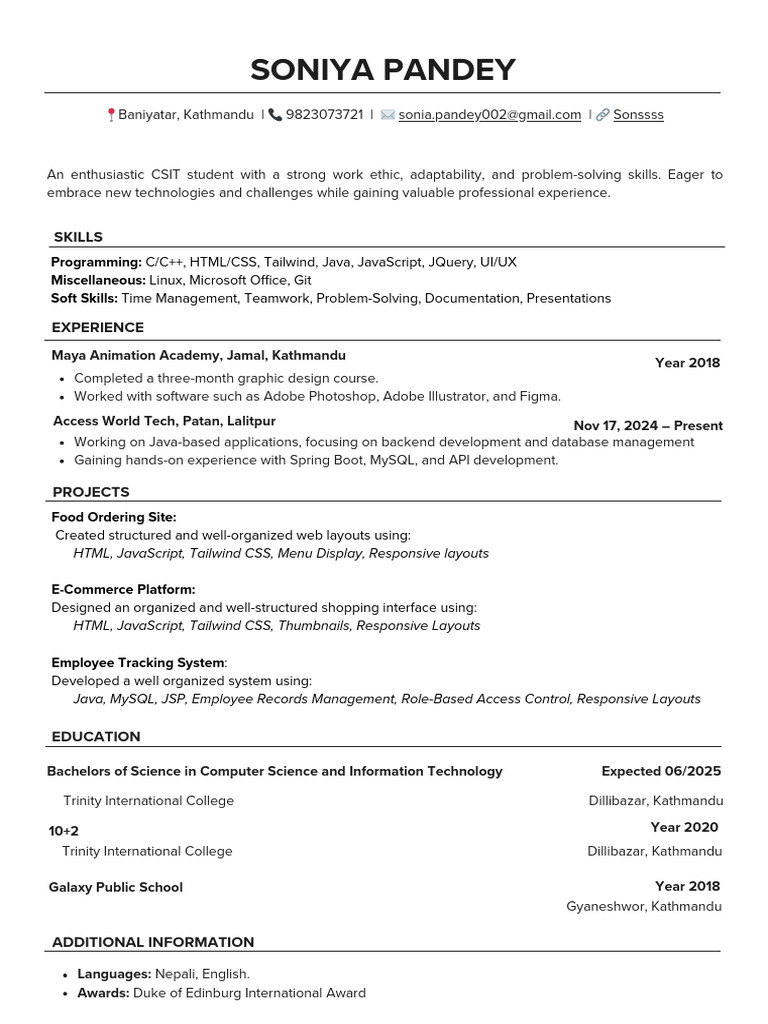 Soniya Pandey CV | PDF