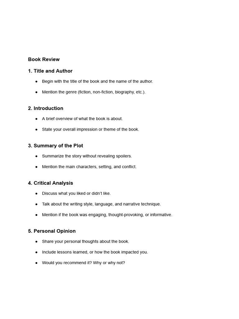 Book and Movie Review Guide | PDF | Books
