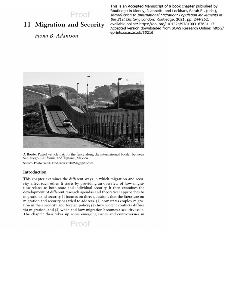 Adamson - Migration and Security | PDF | Human Migration | Pandemic
