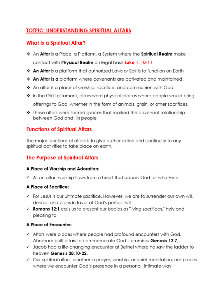 Understanding Spiritual Altars | PDF | Altar | Sacrifice
