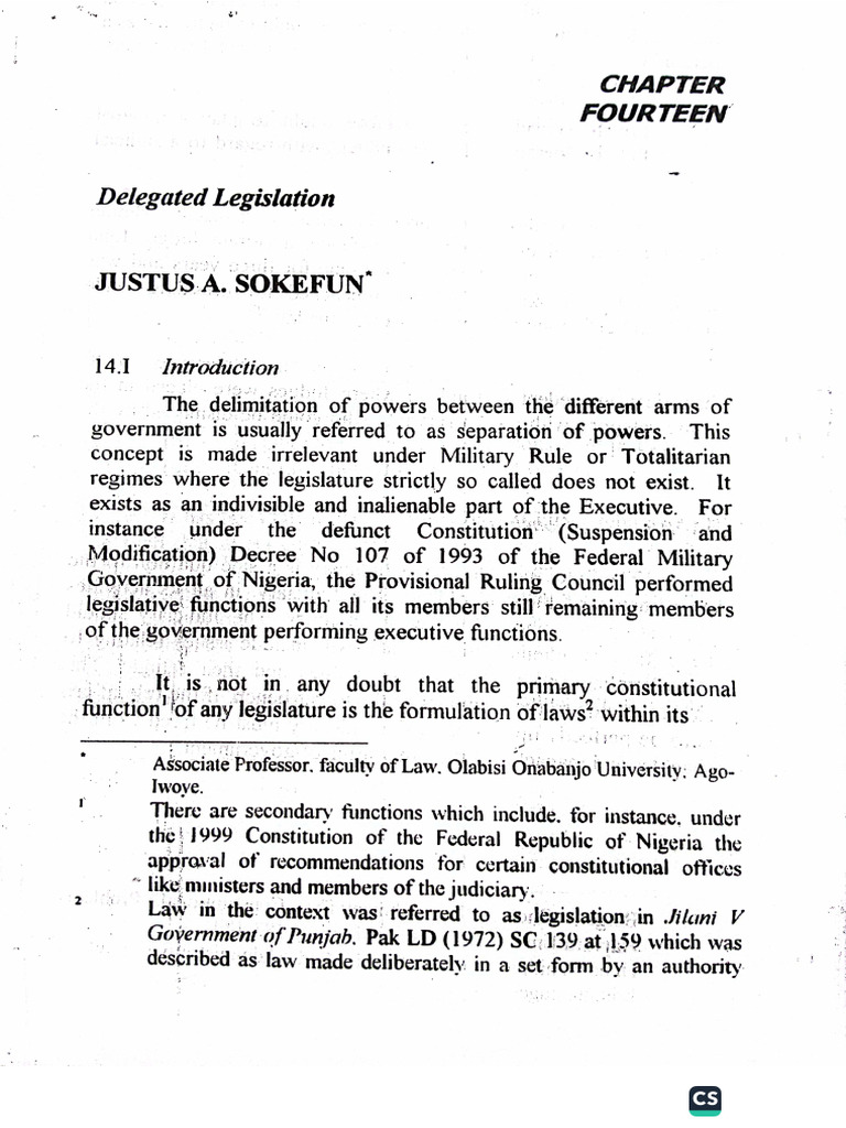 Administrative Law Delegated Legislation | PDF