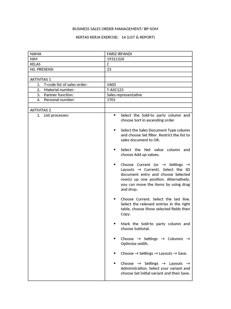 Fariz Irfandi - Kertas Kerja Exercise 14 | PDF | Computing | Data Management