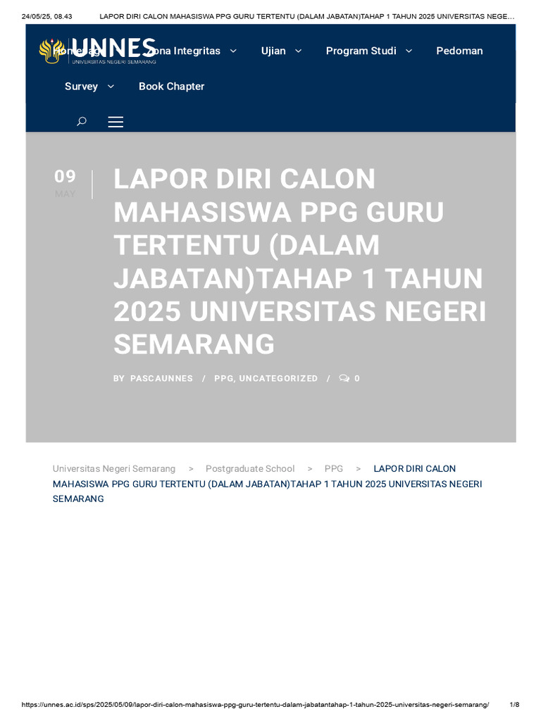Lapor Diri PPG UNNES Tahap 1 2025 | PDF