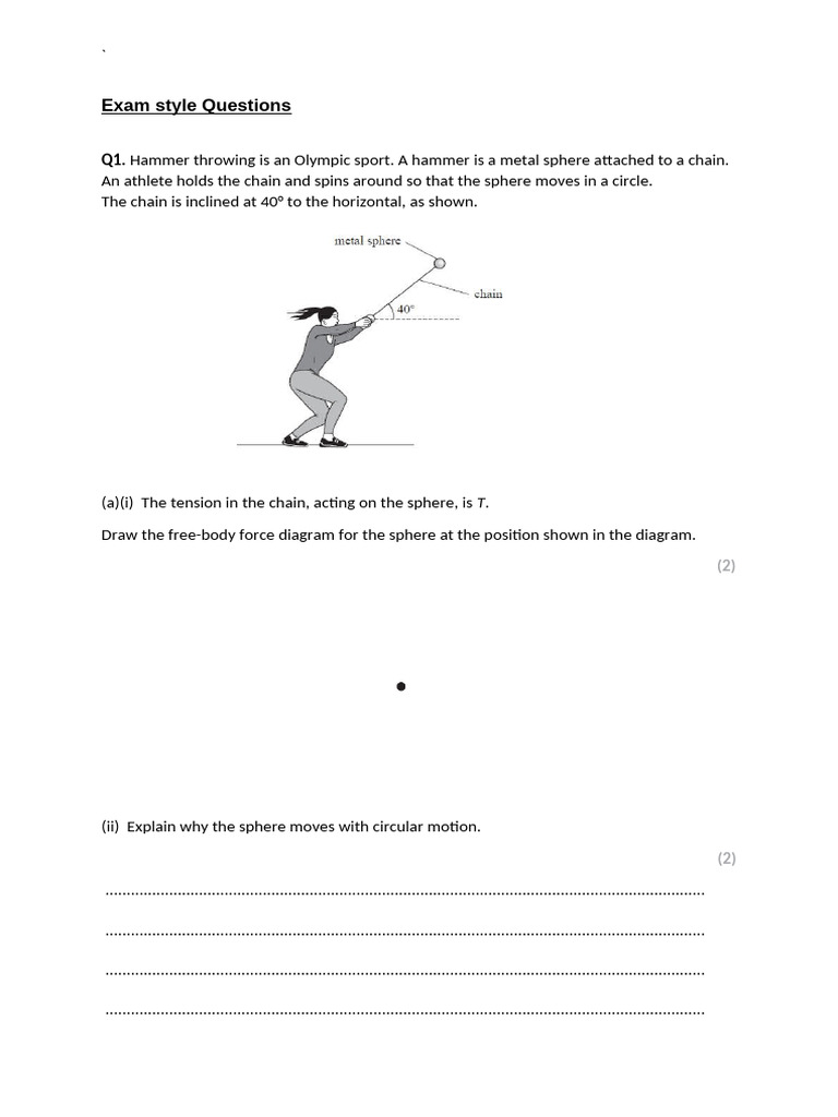 Further Mechanics Momentum+Circular Motion Exam Style Questions (+MS) | PDF | Force | Momentum