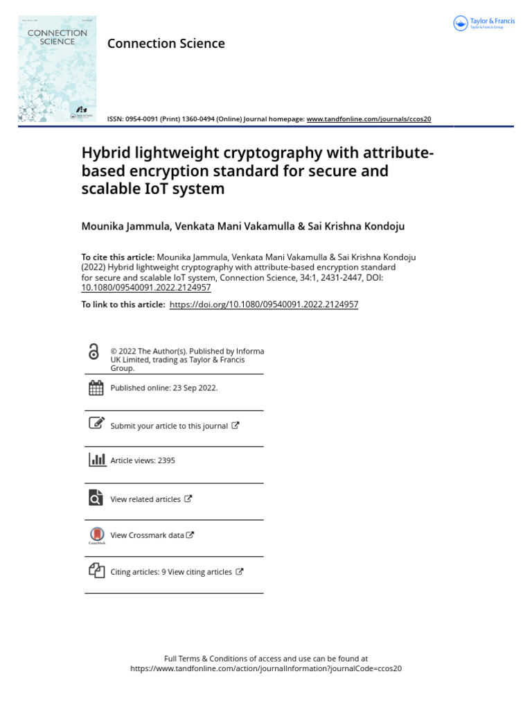 Hybrid Lightweight Cryptography With Attribute-Based Encryption Standard For Secure and Scalable ...
