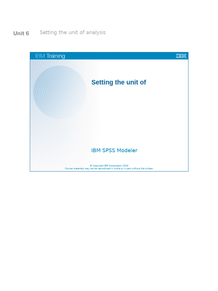 Setting The Unit of Analysis | PDF | Spss | Copyright
