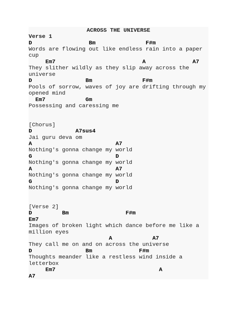 Across The Universe | PDF