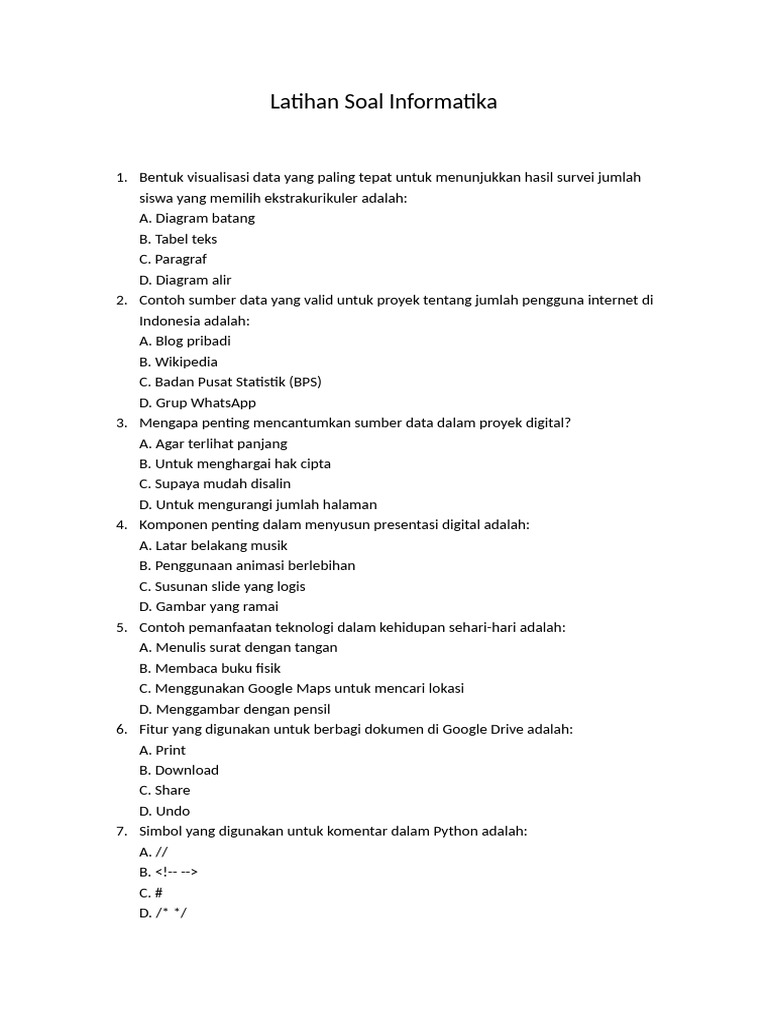 Latihan Soal Informatika | PDF