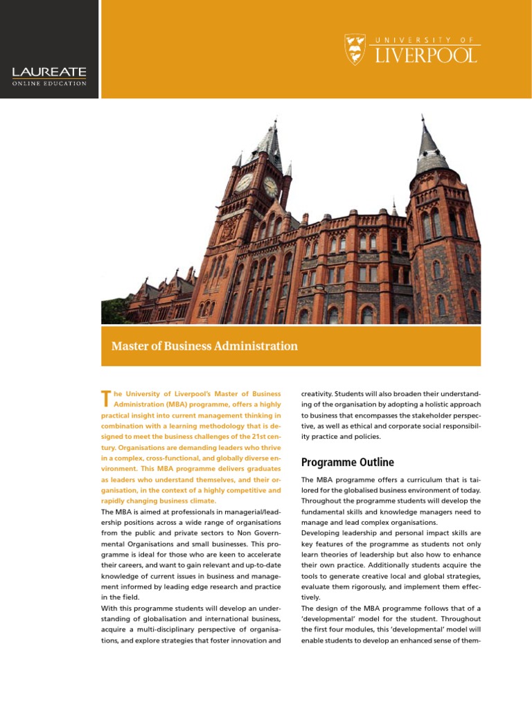 Master of Business Administration: Programme Outline | PDF ...