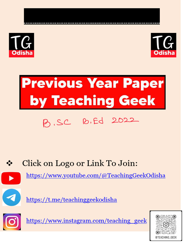 BSC BED 2022 Question Paper by Teaching Geek | PDF