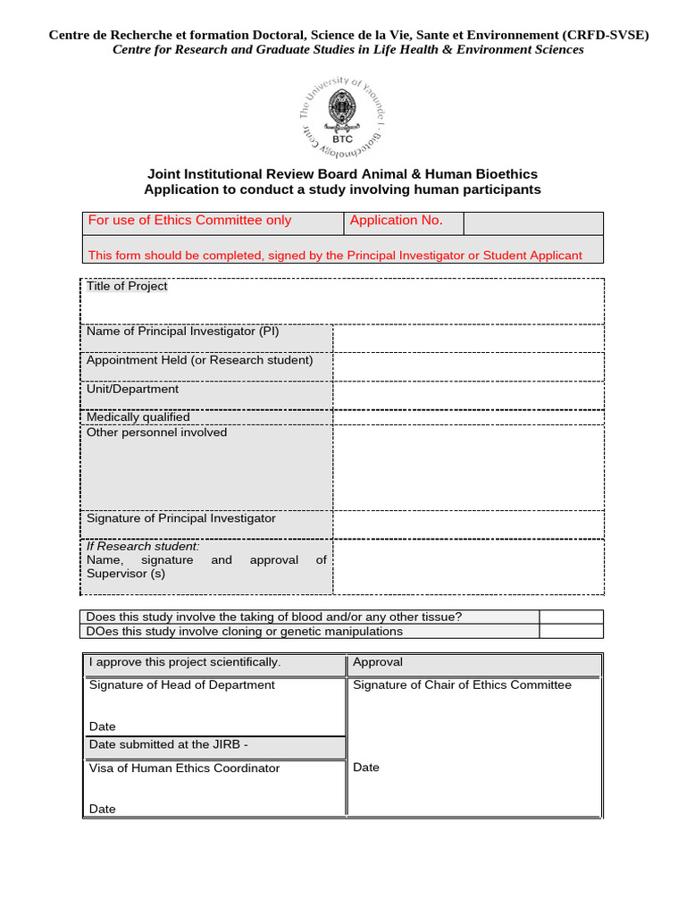 JIRB Ethical Clearance Form 2021 | PDF | Risk | Clinical Trial