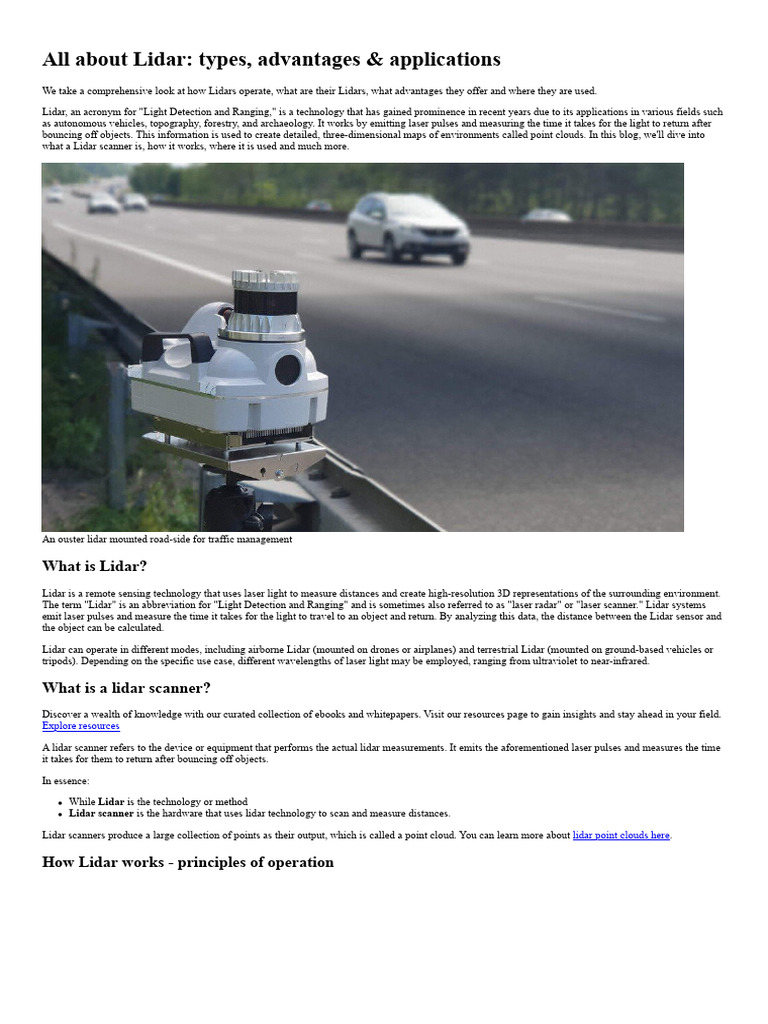 All About Lidar - Types, Advantages & Applications | PDF | Lidar ...